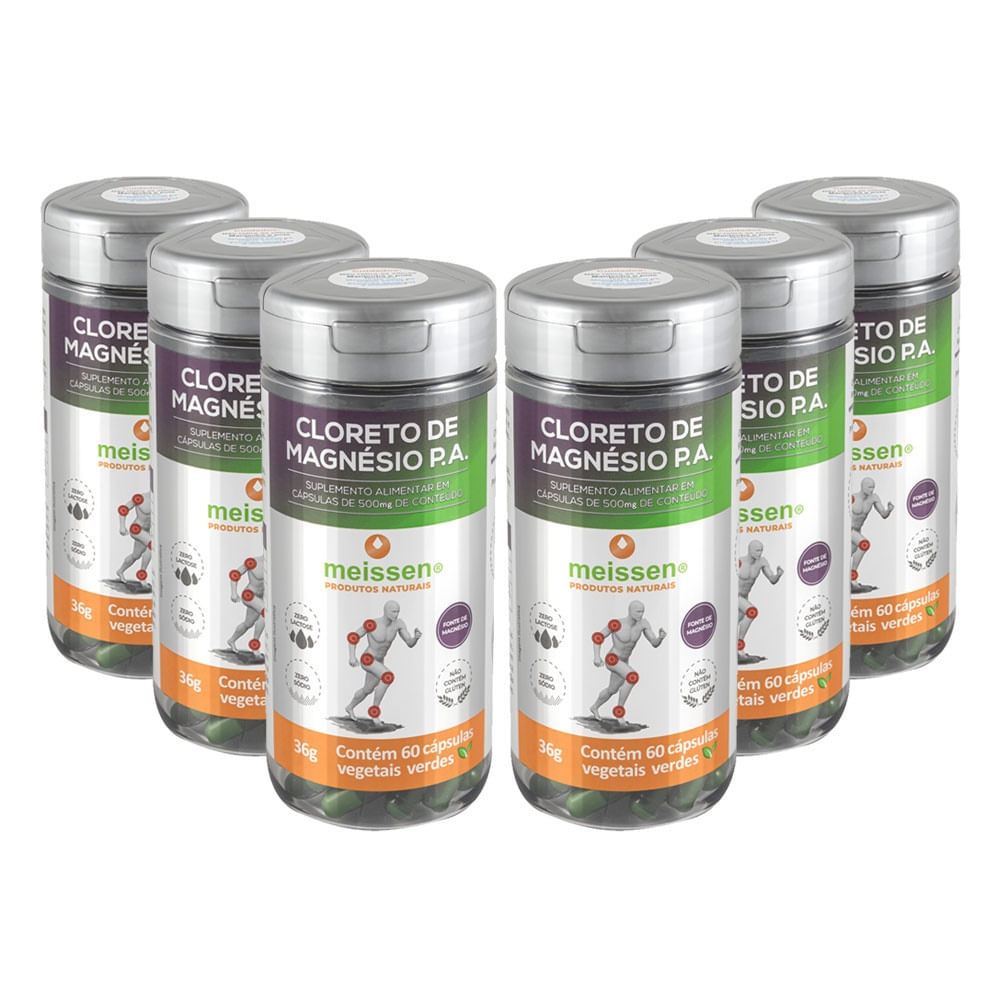 Kit 6x Cloreto de Magnésio pa Puro (500mg) 60 Cápsulas Vegetal ...