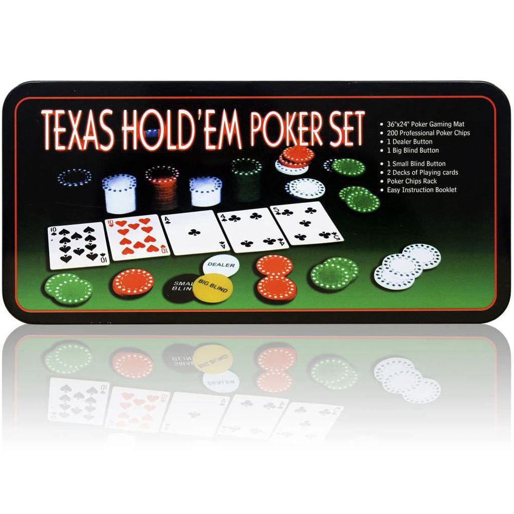 Kit Poker Profissional Em Lata 200 Fichas Texas Hold'Em Set em Promoção ...