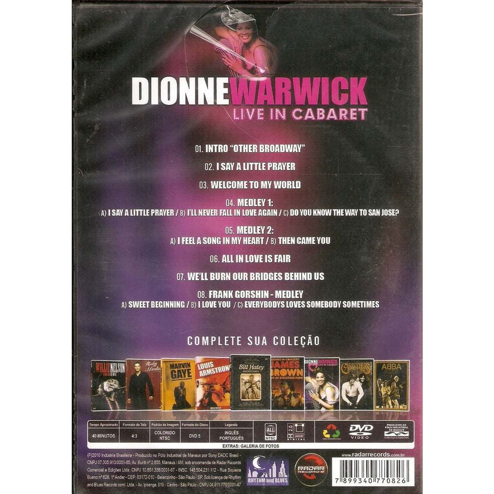 Dvd Dionne Warwick - Live In Cabaret em Promoção | Ofertas na Americanas