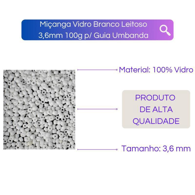 Miçanga Vidro 3,6Mm 100G Guia Umbanda Candomblé- Escolha Cor em ...