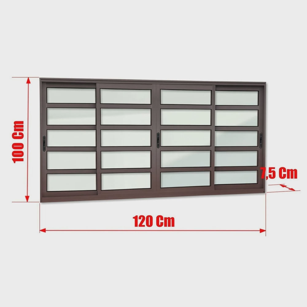 Janela Elite com Travessas 4 Folhas Moveis 100 X 120 Vidro Liso em ...