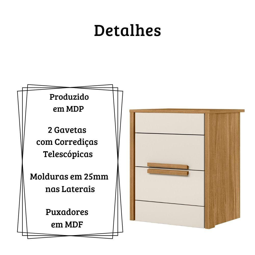 Kit 2 Mesas De Cabeceira Dhara 2 Gavetas Freijó Off White Moval em ...