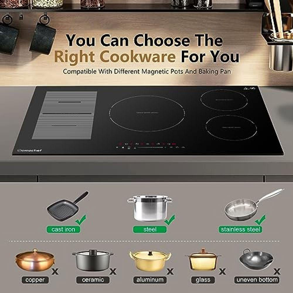 Cooktop Elétrico Amzchef 36 De Indução Com 5 Bocas E 7400w preto em ...