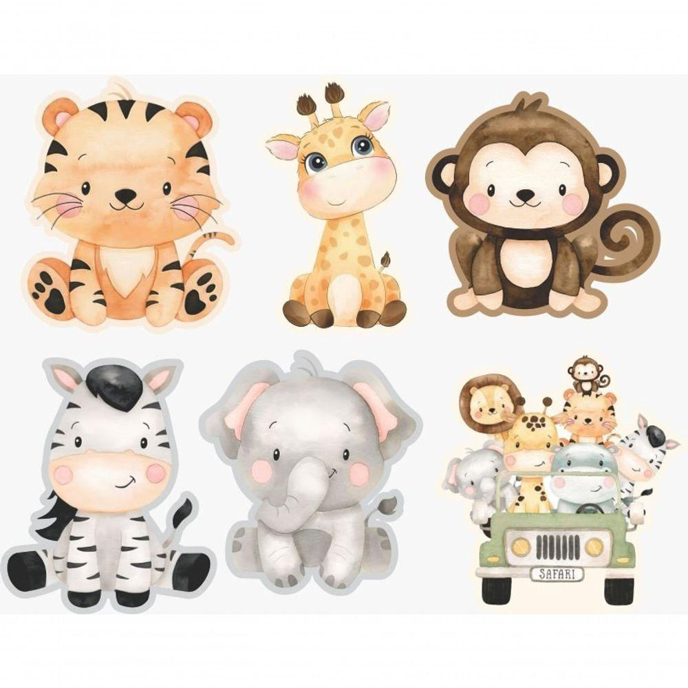 Kit Display De Mesa 6 Pç Festa Safari Baby Carrinho Verd Mdf em ...