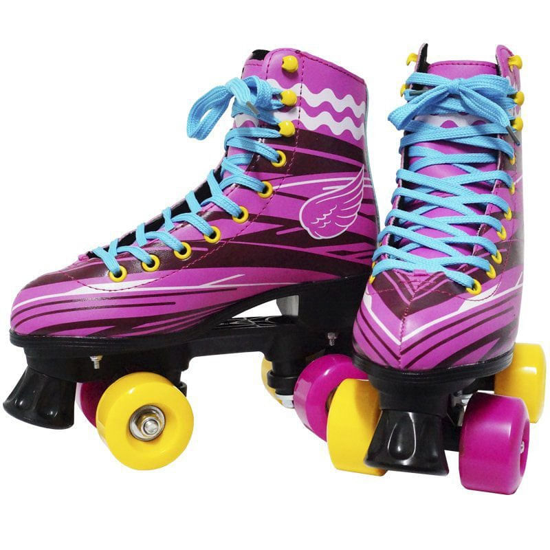 Patins Clássico Tradicional Quad 4 Rodas Roller de Rua Feminino Rosa ...