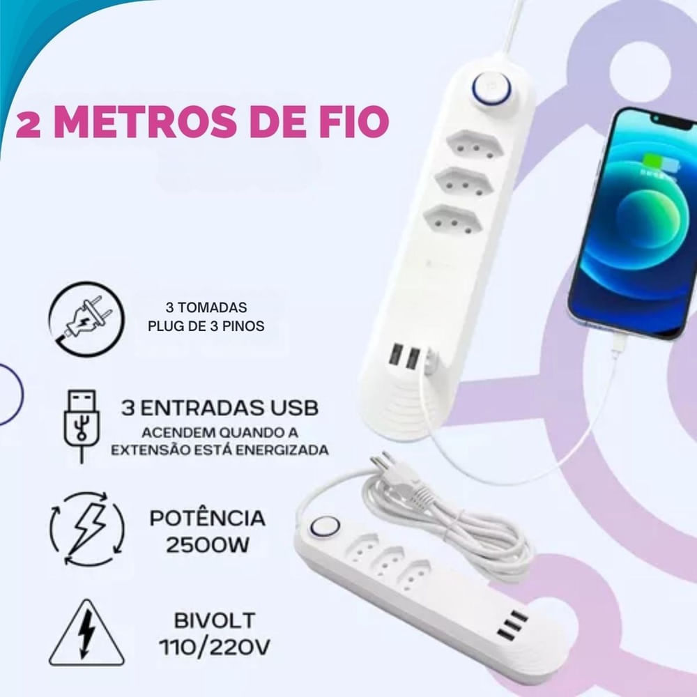 Protetor Elétrico 3 Tomadas Usb Metálico Máquina Lavar em Promoção ...