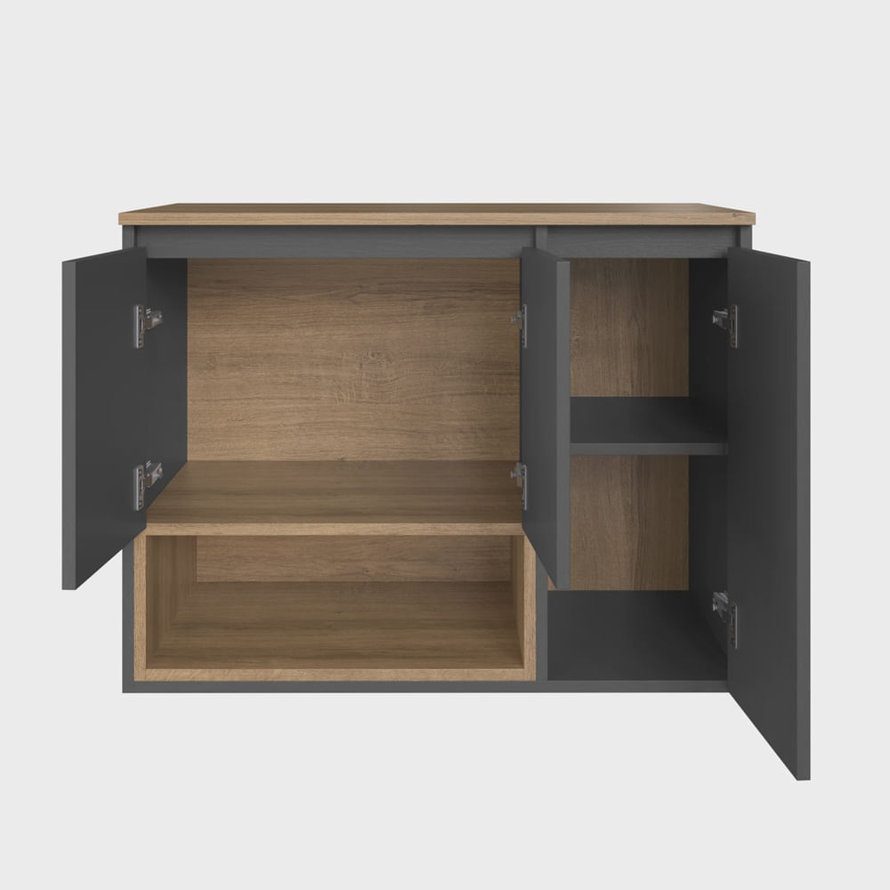 Gabinete de Banheiro Suspenso 80cm Cecília com 3 Portas e 1 Nicho sem ...