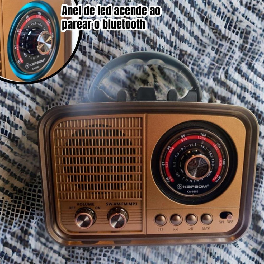 Caixa De Som Retrô Rádio Am Fm Vintage Bluetooth Vermelho em Promoção ...