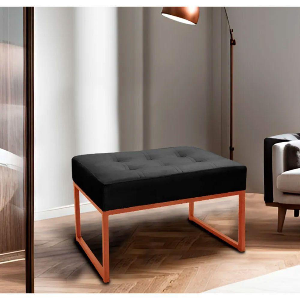 Puff Para Sala Paris Preto Base Bronze Shop Das Cabeceiras Preto em ...