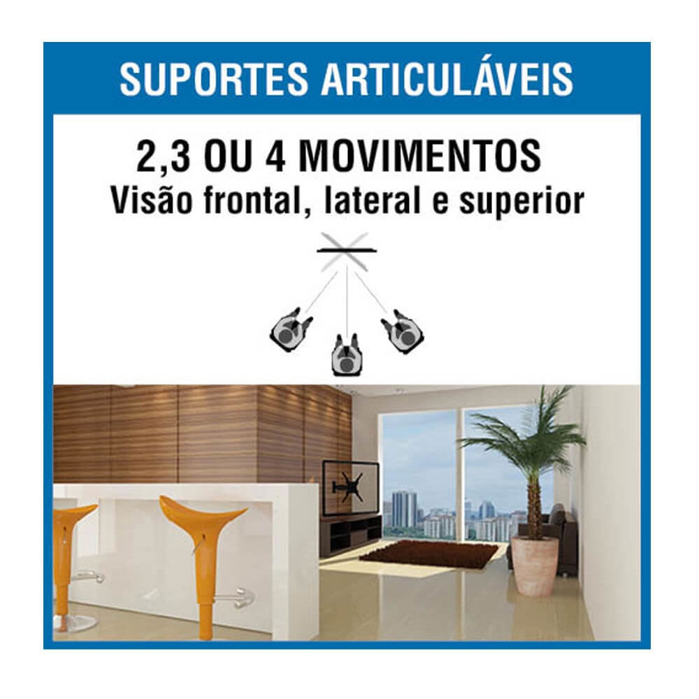 Suporte Articulado para TV led, lcd, Plasma, 3D e Smart TV de 10 a 55 ...