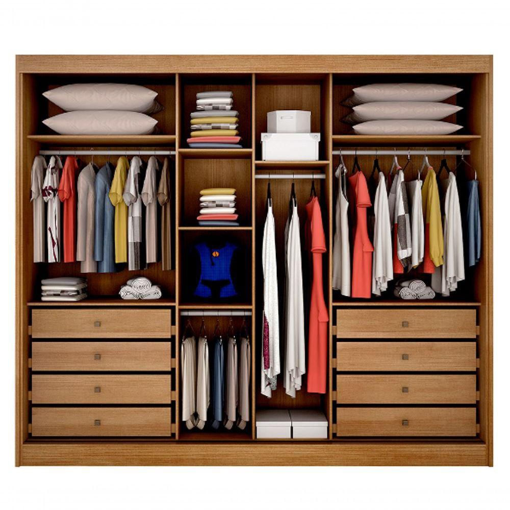 Guarda Roupa Casal 3 Portas Espelhadas 8 Gavetas Sollo - Móveis Novo ...