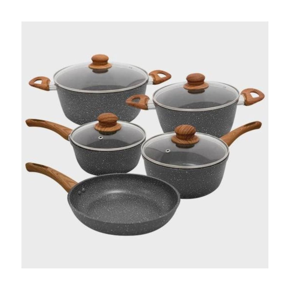 Conjunto 5 panela ceramica cook indução mimo style grafite em Promoção ...
