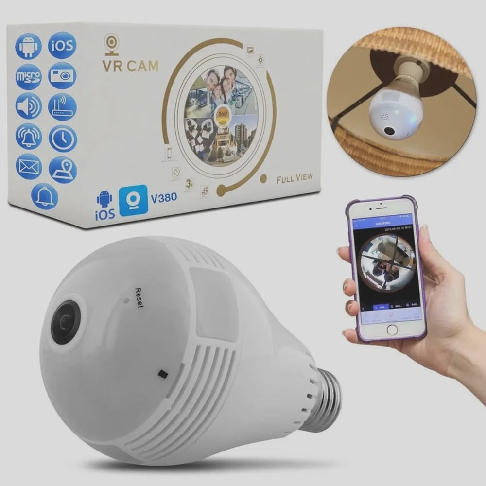 Camera ip Wi-fi Panorâmica 360 Graus Lâmpada Led em Promoção | Ofertas ...