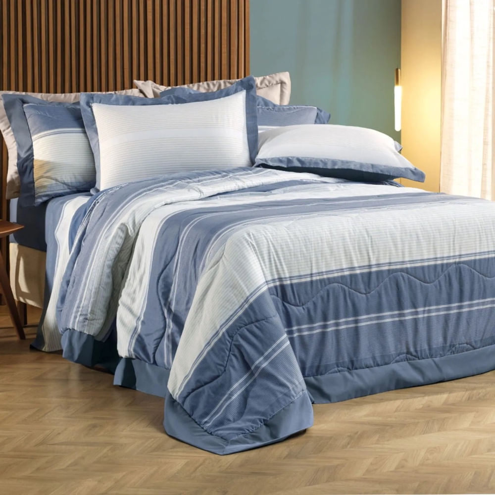 Kit Edredom King 300 Fios Altenburg Mare Azul em Promoção | Ofertas na ...