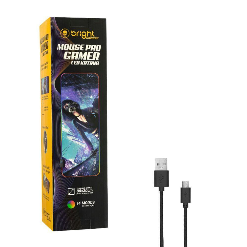 Mouse Pad Gamer Led Katana 80 X 30 Mp003 Bright Novo em Promoção ...