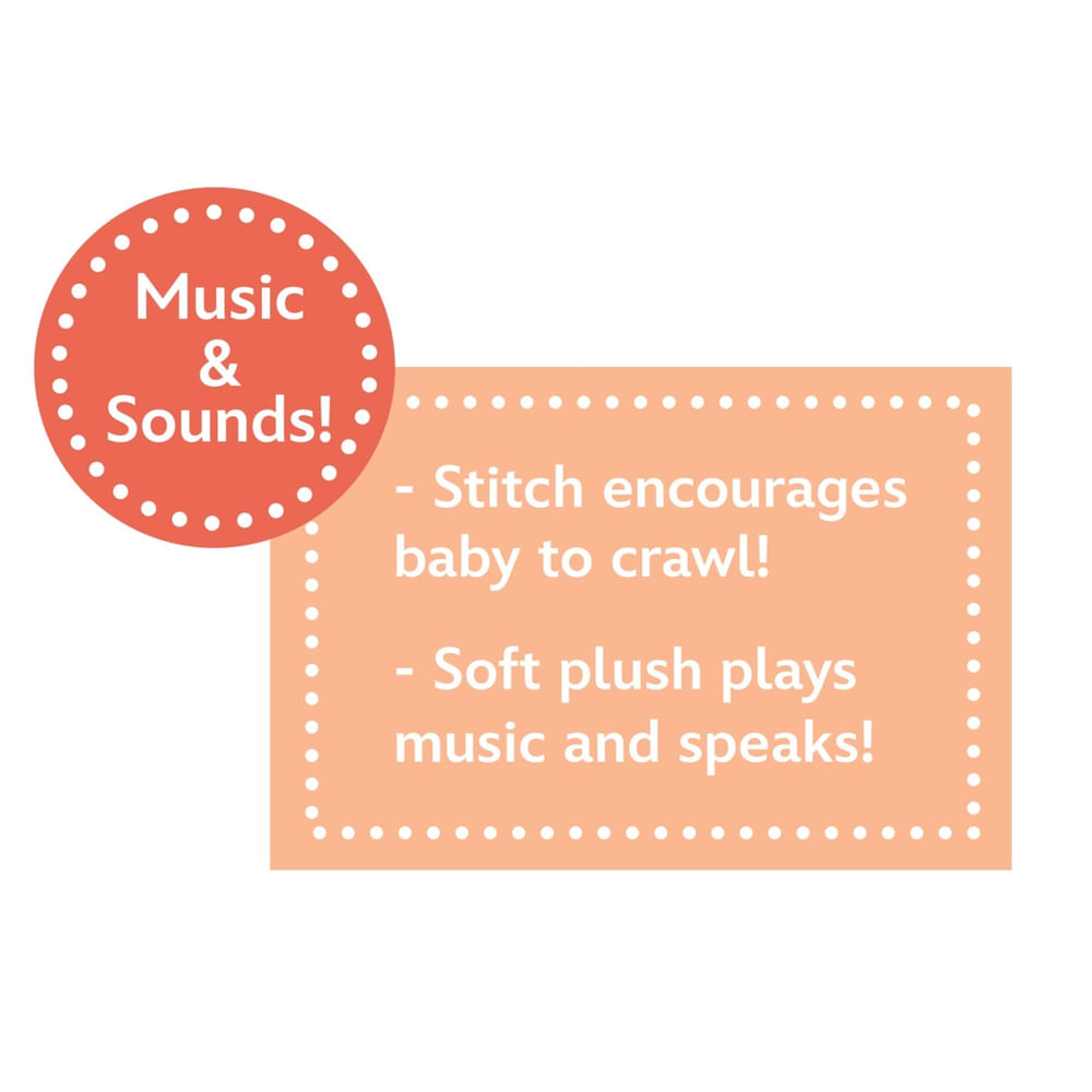 Brinquedo de pelúcia Just Play Disney Baby Musical Crawling Pal Stitch ...