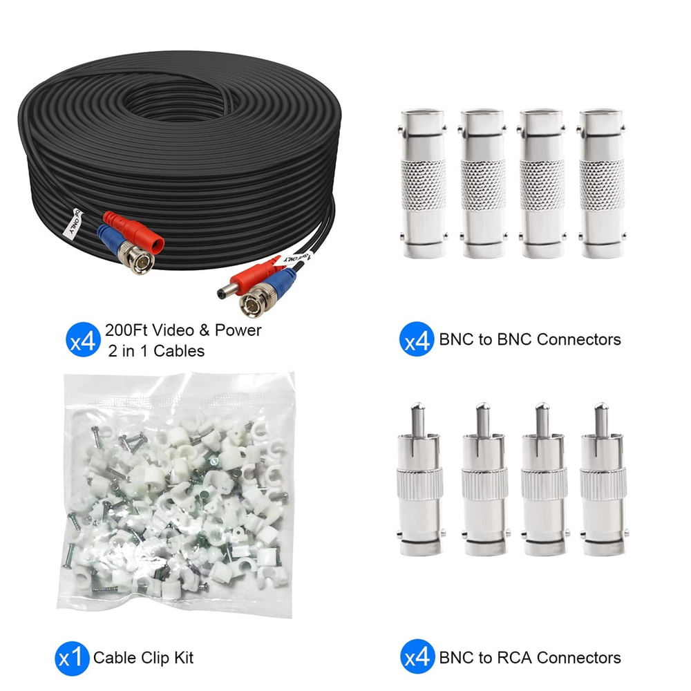Cabo bnc Aimyzii, pacote com 4 pés, para sistemas dvr de câmeras cctv ...