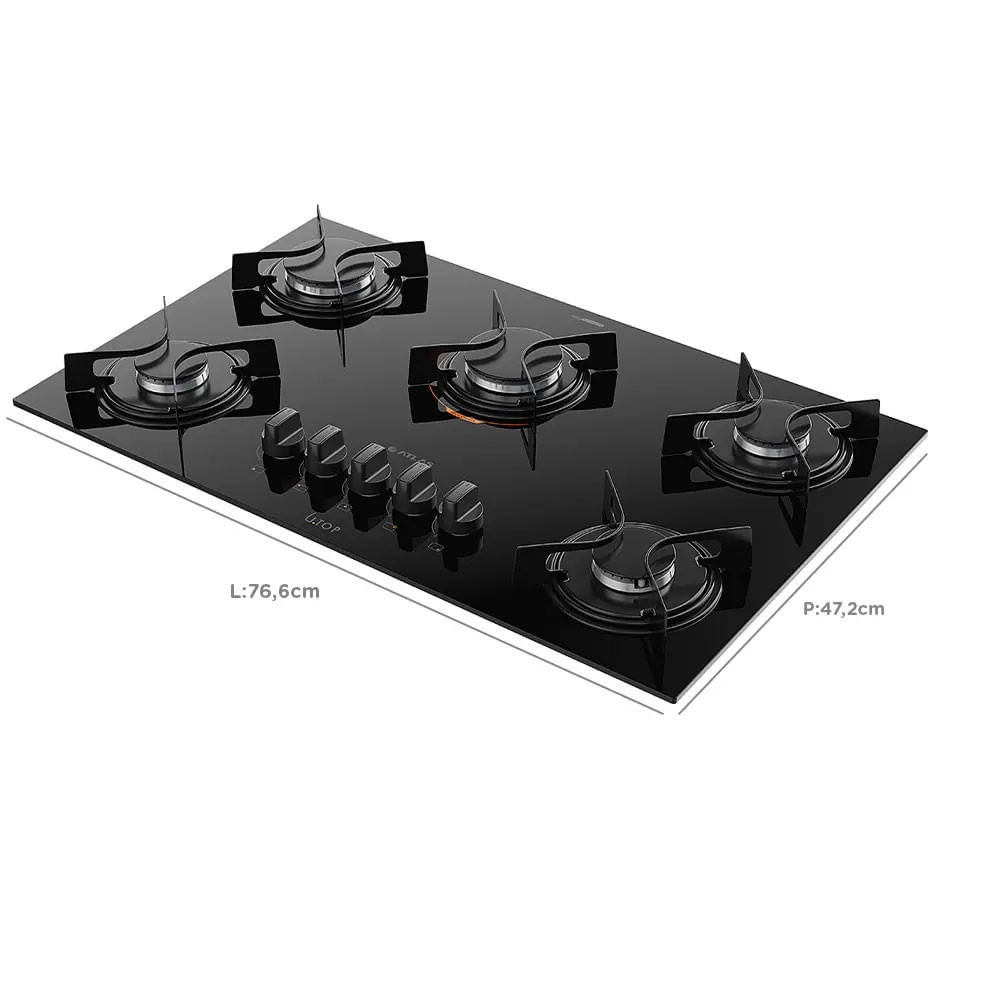 Cooktop U Top 5 Bocas com Mesa de Vidro e Tripla Chama Atlas em ...