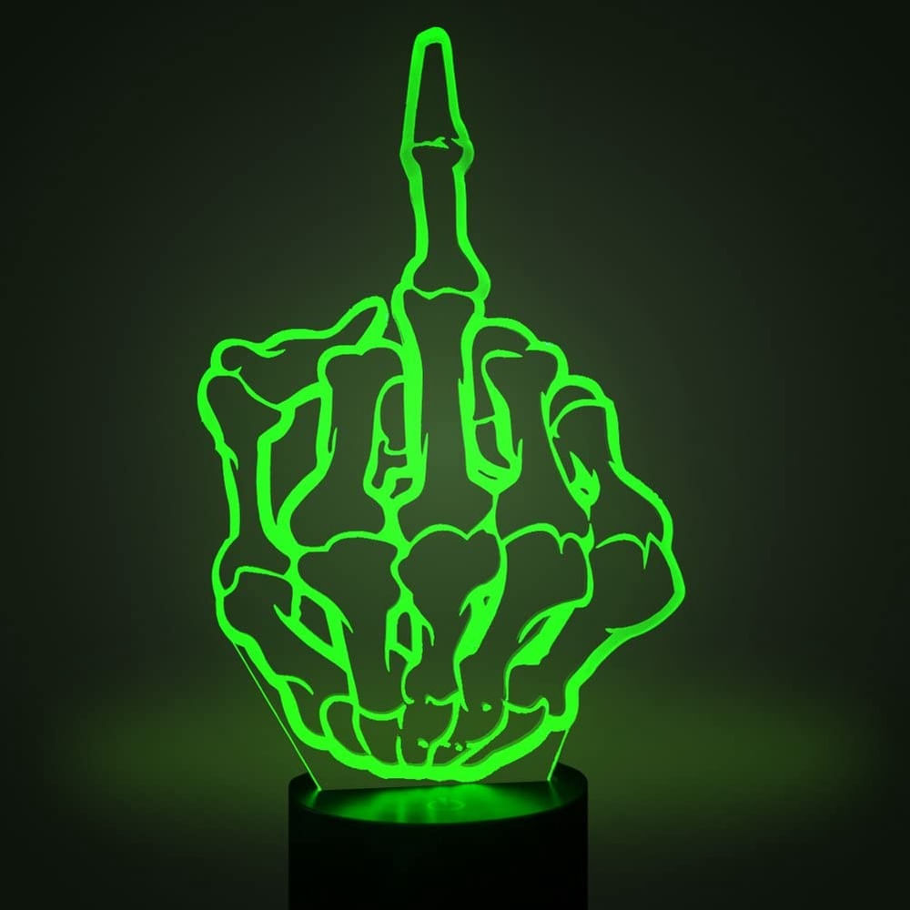 Lâmpada de ilusão 3D do dedo médio led luz noturna, USB alimentado 7 ...