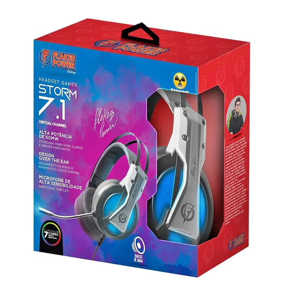 Headset Gamer Flakes Power Storm 7.1 Virtual Channel Com Microfone ...