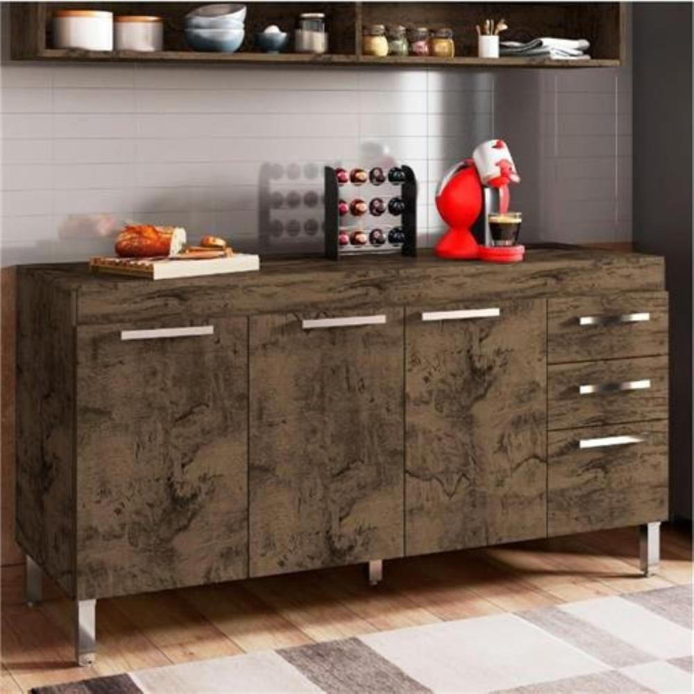 Balcão de Cozinha 3 Portas 3 Gavetas Castani Casa Mobilia em Promoção ...