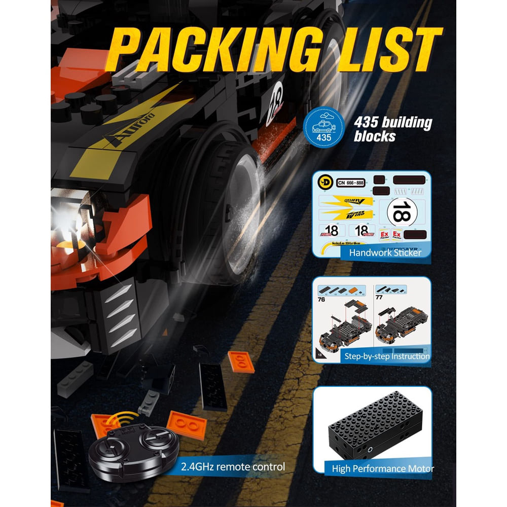 Carro esportivo Building Toy Wise Block rc com 435 unidades para ...