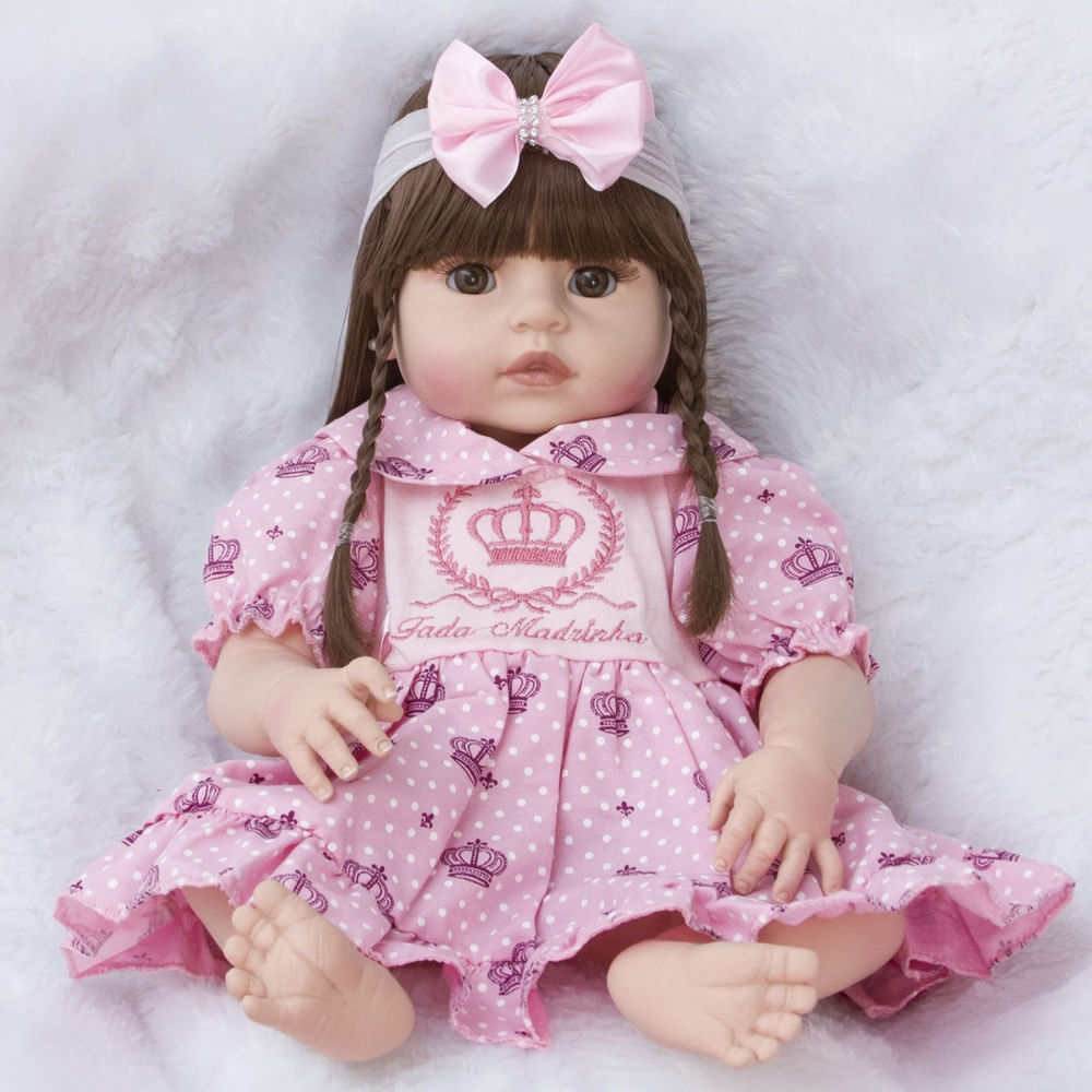 Boneca Estilo Reborn Baby Alive Princesa Cabelo Castanho em Promoção ...