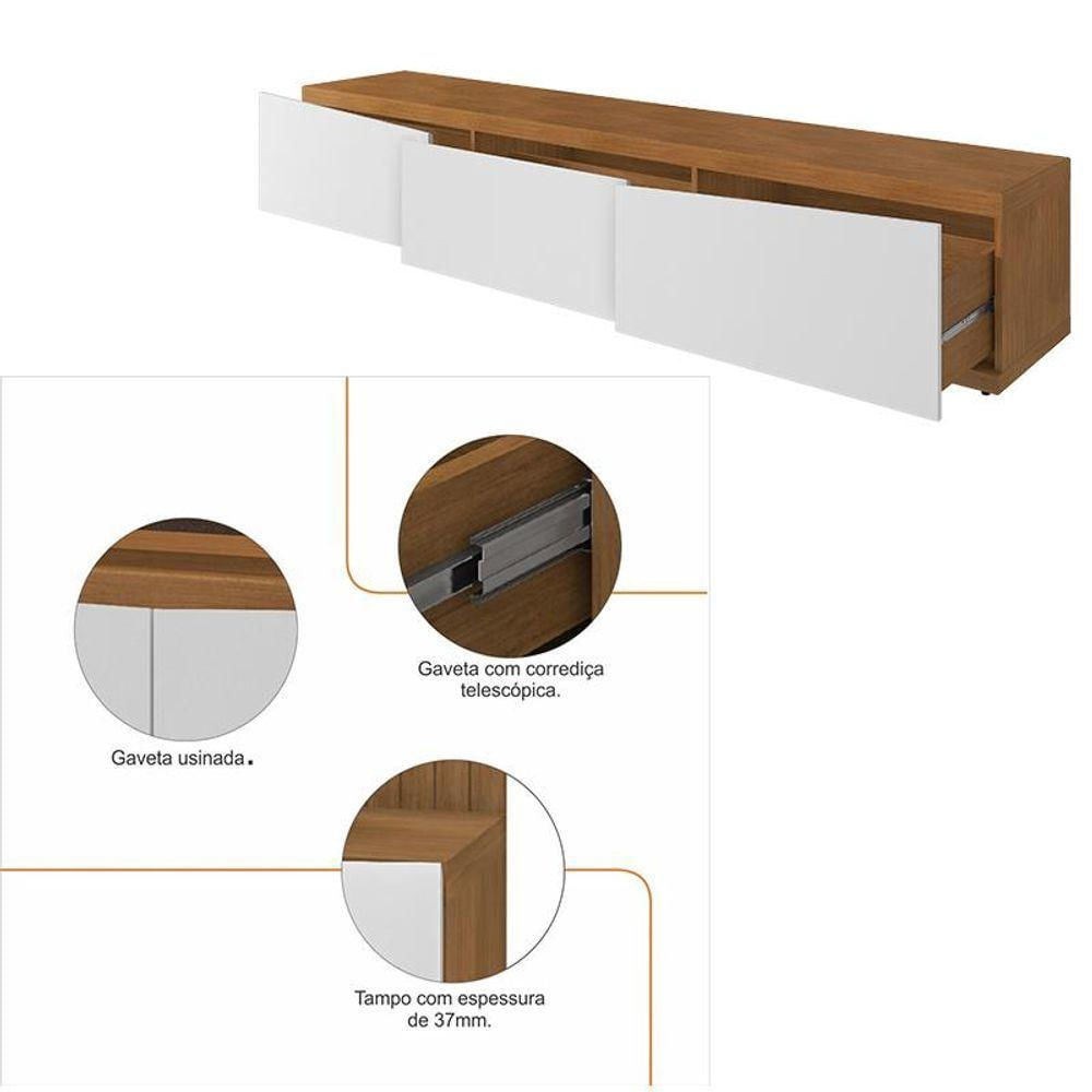 Rack Para Sala Tv Eros 180 Com 2 Portas E 1 Gaveta Cedro/branco Cedro ...