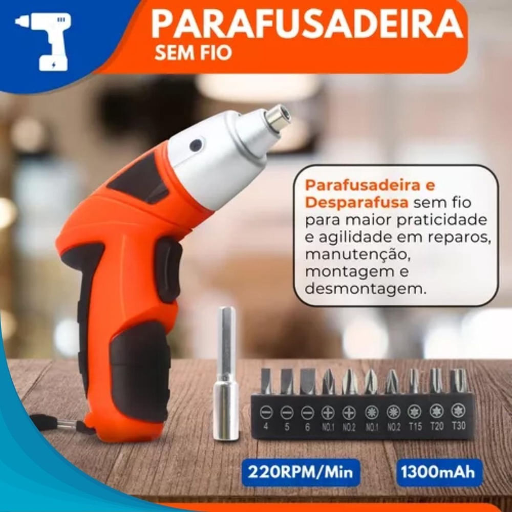 Mini Parafusadeira Sem Fio Elétrica Profissional 110V/220V em Promoção ...