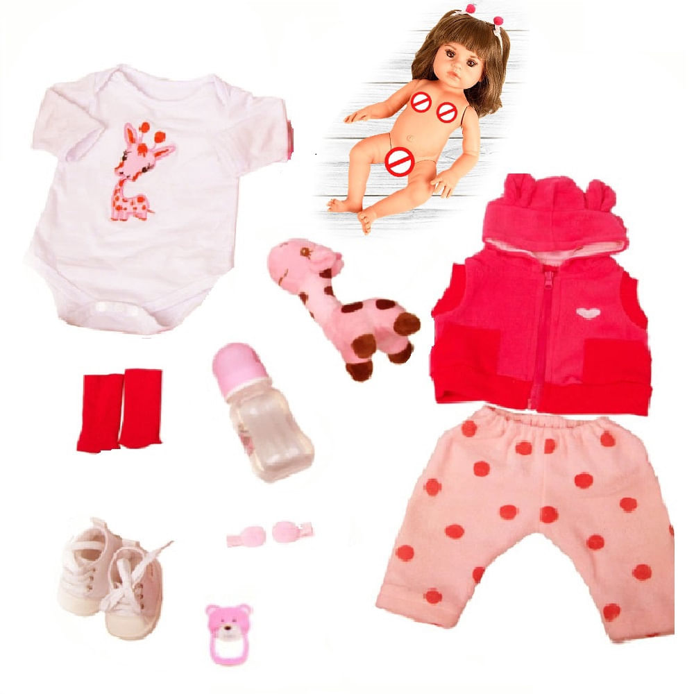 Boneca Bebe Reborn Menina Girafinha Silicone Barata Realista em ...