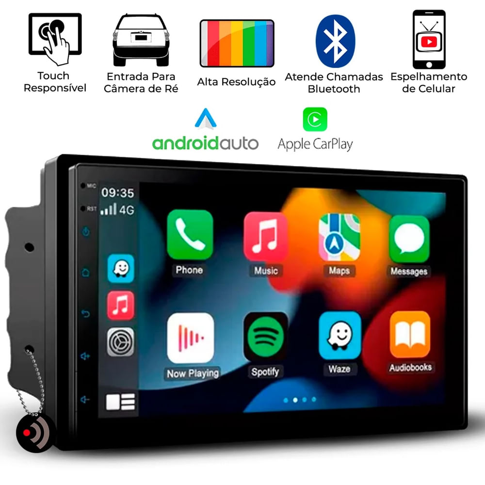 Central Multimídia 7 Polegadas MP5/BT Carplay Android Auto + Moldura Preta jap/chi Focus Hatch ...