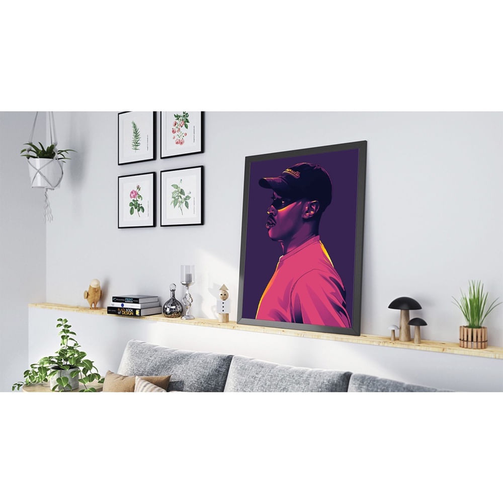 Quadro decorativo Emoldurado Omen Rapper Americano Famoso para sala ...