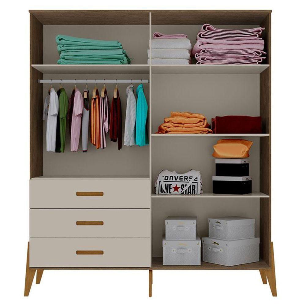 Cômoda Gaveteiro Com Guarda Roupa Infantil Emilly Carvalho Off White ...