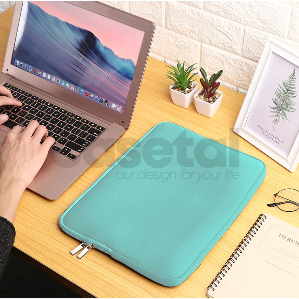 Capa Case Pasta Maleta Notebook Neoprene 10 10.1 Polegadas Verde Água ...
