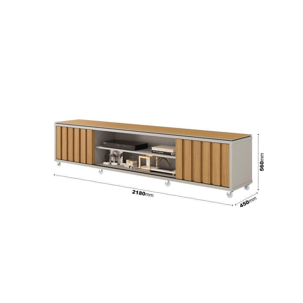 Rack Para Tv Até 70 2 Portas Ripadas Roma 220cm Cor: fendi E Freijó ...