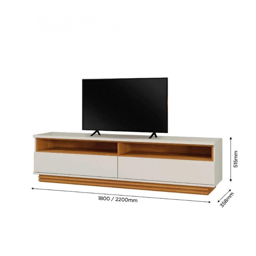 Rack Para Tv 75 Com 2 Gavetas Madrid Mavaular Naturalle - Off White em ...