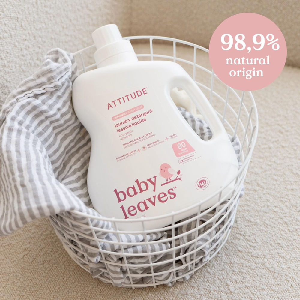 Detergente para a roupa attitude Baby Liquid 2L 80 Loads sem perfume em ...