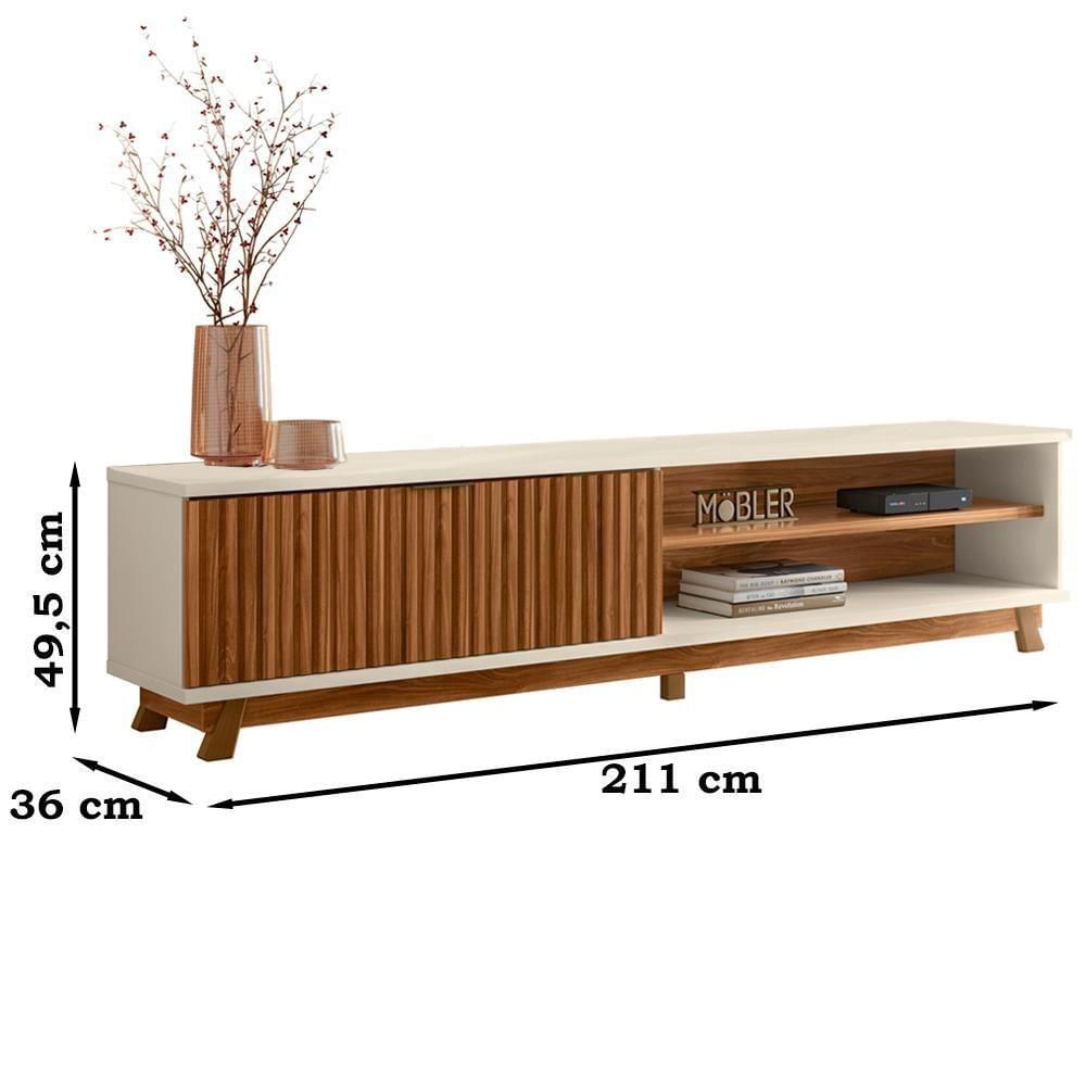 Rack Bancada Tv 75 Pol Geniss 211 Cm Cinamomo Mell Off White Mbl ...