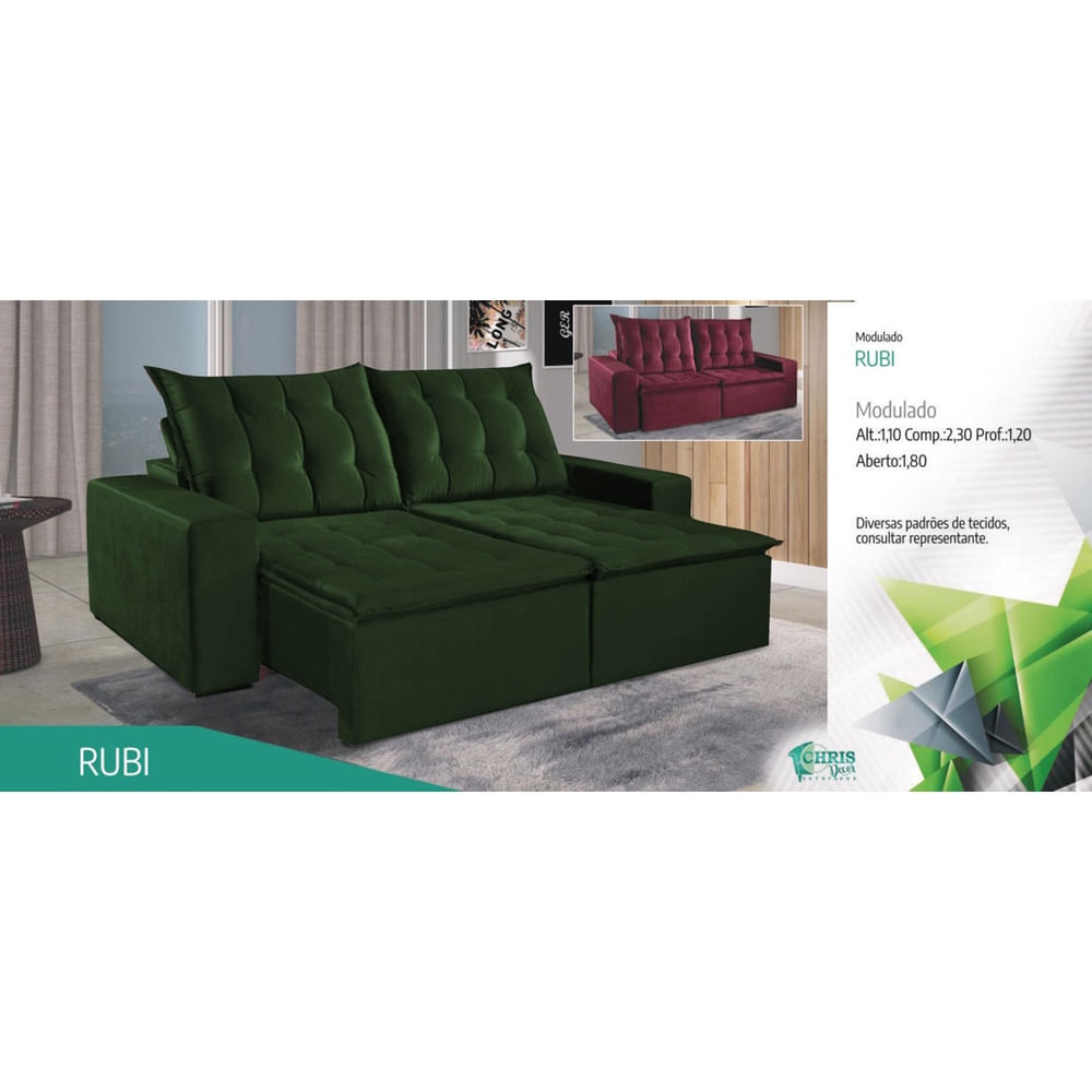 Sofá Retrátil Modulado Rubi 2,90 Chris Decor 11 em Promoção | Ofertas ...
