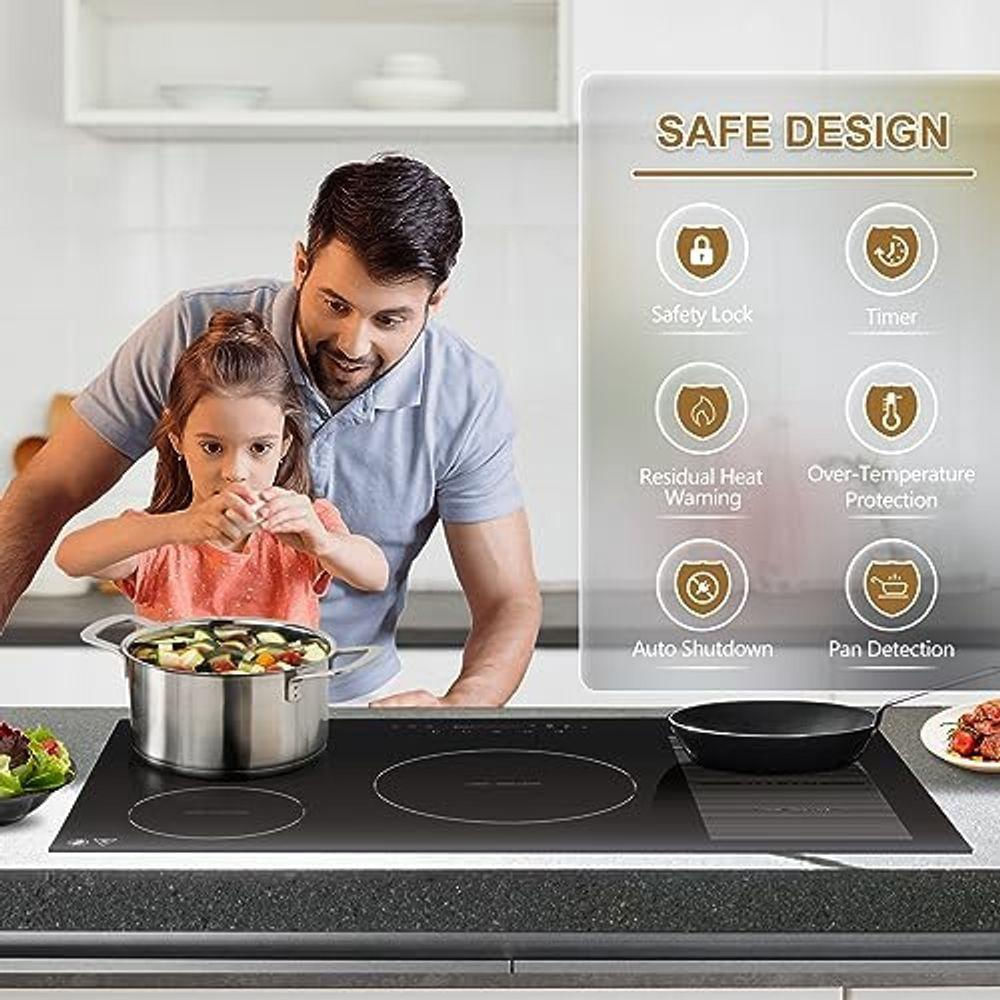Cooktop Elétrico Amzchef 36 De Indução Com 5 Bocas E 7400w preto em ...