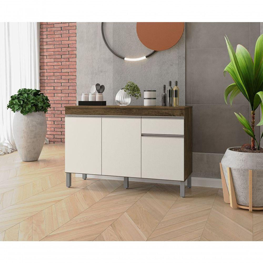 Balcão Gabinete De Pia Isabela 100cm Chocolate-off Wite s- Tampo ...