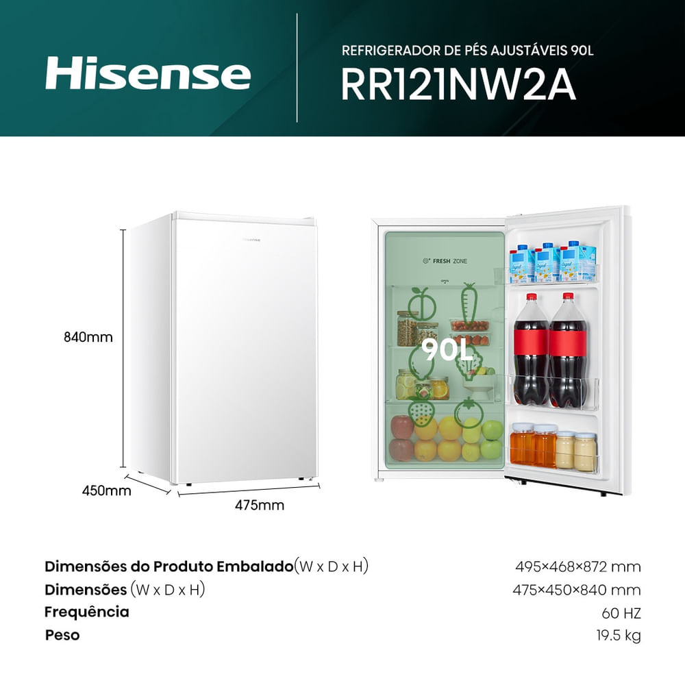 Frigobar Hisense 90L P Reversível RR121NW3A 127 (Reembalado) em ...