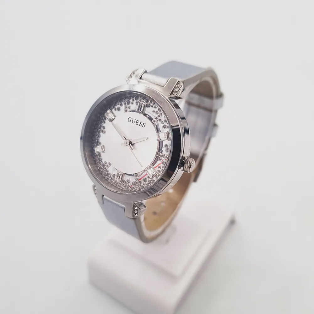 Relógio guess feminino prata couro transparente GW0535L3 em Promoção ...