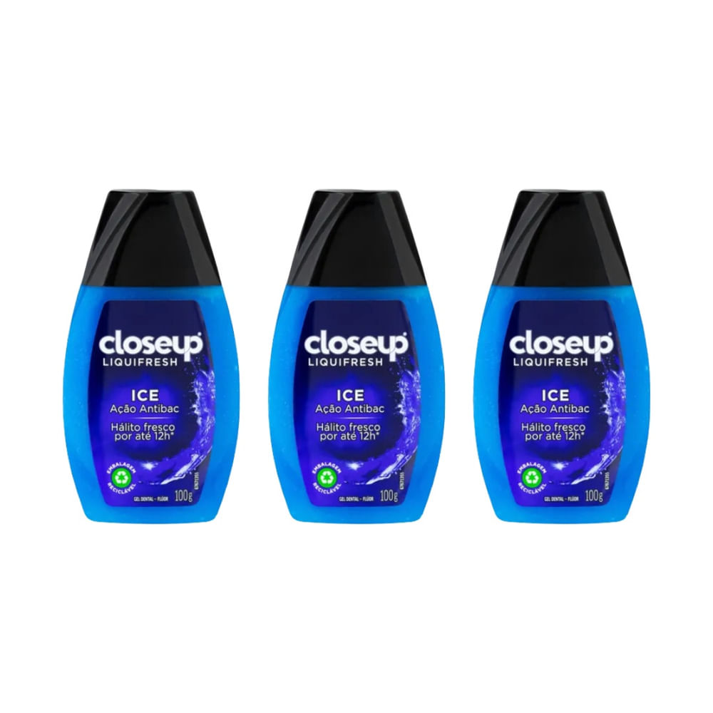 Gel Dental Closeup Liquifresh Azul Ice 100g - Kit c/ 3un em Promoção ...