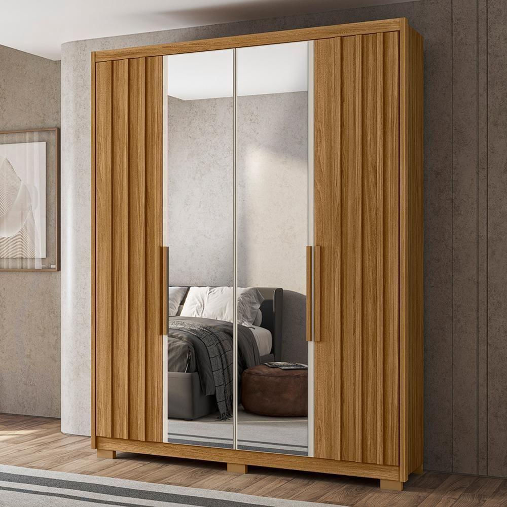 Guarda Roupa Casal Califórnia Ripado 4 Portas Freijó Off White Com ...