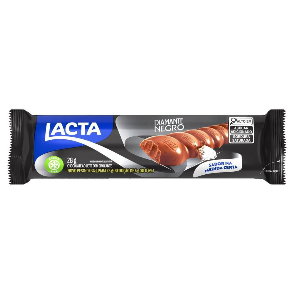 Barra de Chocolate ao Leite Lacta Diamante Negro 28g em Promoção ...