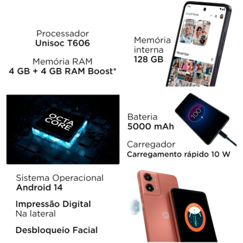Smartphone Motorola Moto G04s 4G 128GB 8GB RAM Boost Tela 6.6" Câmera ...