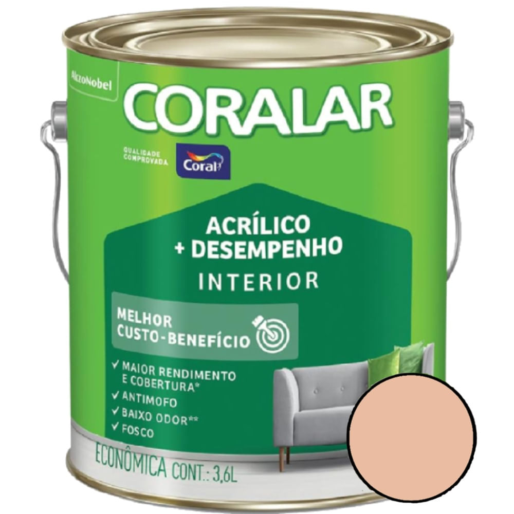 Tinta Acrílica Coralar Pêssego 3,6 Litros - coral em Promoção | Ofertas ...