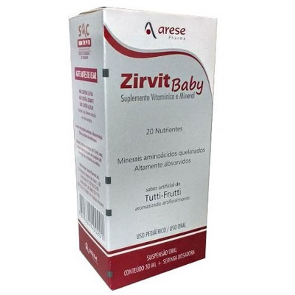 Suplemento vitaminico E mineral zirvit baby tutti-frutti suspensão oral ...