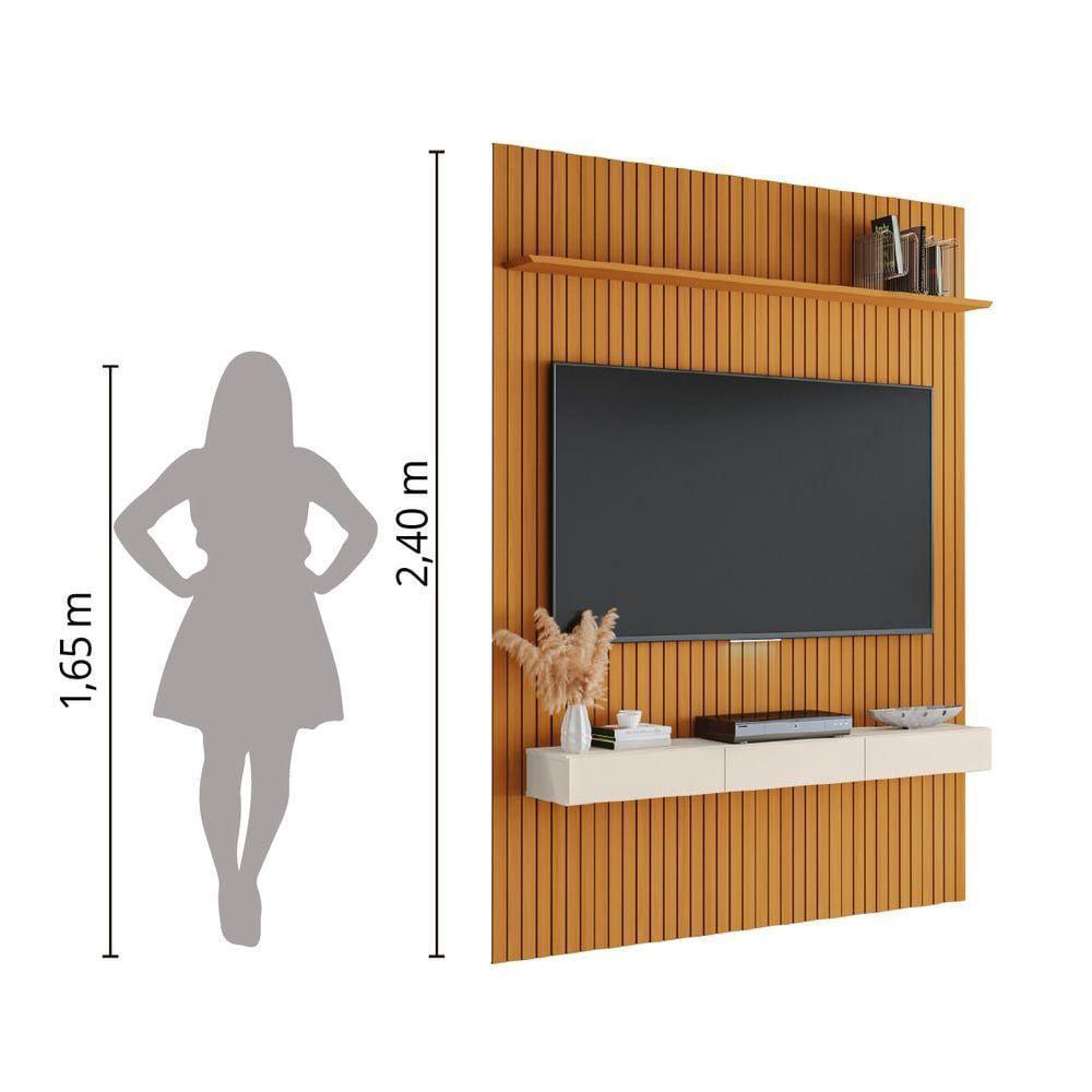 Painel Para Tv Até 70 Polegadas 1,80x2,40m Ripado Com Nicho Arbo Cedro ...